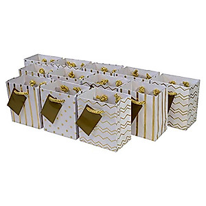 OccasionAll - 12 Pack Mini Holiday Gift Bags with Handles & Tags, Cute Assorted Pattern Paper Euro Totes for Christmas Holiday & Winter Seasons, Presents, Gift Wrap, Goodie Bags, in Bulk - 4x2.75x4.5