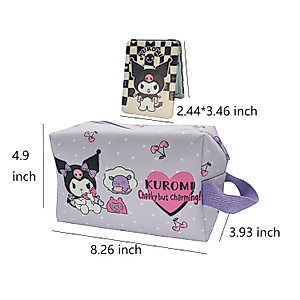 Kumi Travel Cosmetic Bag, Large Capacity Cartoon Cosmetic Pouch Makeup Bag with Zipper, PU Travel Toiletry Bag Makeup Accessories Organizer, Foldable Storage Bags Makeup Pouch for Women Girls