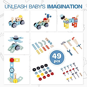 2-in-1 Baby Push Walker - Wooden Push Walker and Tool Toy for Babies - Toddler Learning Activity Walker for Girls Boys 1-3 Years - Educational and Sturdy Construction