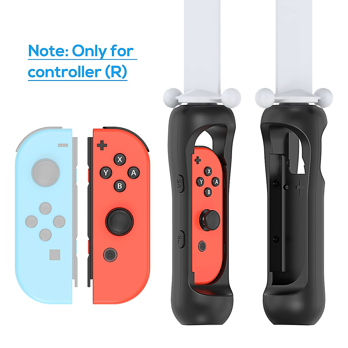 FYOUNG LED Game Sword for Switch/Switch OLED Joy Cons, Hand Grip Sword for The Legend of Zelda: Skyward Sword HD 2021/ Swith Sport Game 2022 Accessories, ONLY for Right Joy Con (Black)