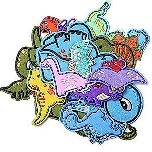 AXEN Embroidered Dinosaur Iron on Patches DIY Accessories, Assorted Dinosaur Decorative Patches, Cute Applique Patches for Jackets, Hats, Backpacks, Jeans, 26 Pieces Package