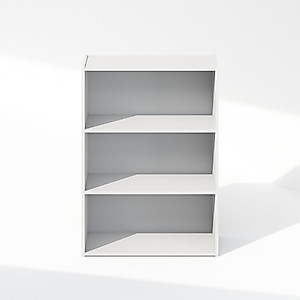 Furinno Reed 3-Tier Multipurpose Open Shelf Clothing & Closet Storage Organization, Plain White