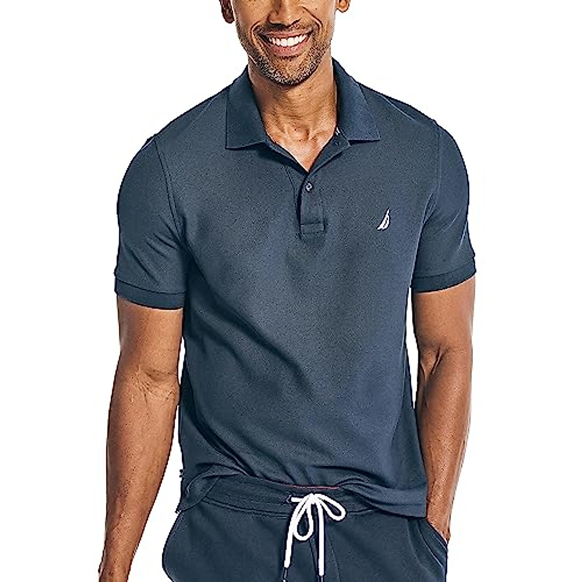 Nautica Men's Short Sleeve Solid Deck Polo Shirt, Navy, X-Large