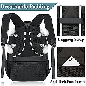 Travel Laptop Backpack for Men and Women, School Backpack for College Teen Boys and Girls, Student Bookbag 17 inch Laptop Compartment with USB Charging Port and Anti theft Poket, Black