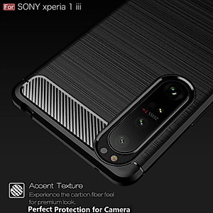 CruzerLite Case Compatible with Sony Xperia 1 III Case, Carbon Fiber Texture Design Cover Anti-Scratch Shock Absorption Case for Sony Xperia 1 III (Black)