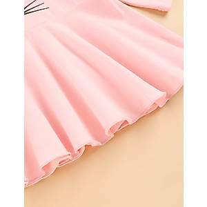 bilison Toddler Baby Girl Easter Outfit Sets Cute Long Sleeve Dress Top Bunny Floral Pants Girl Easter Clothes Sets