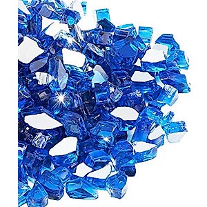 NUPICK 20 Pound Fire Glass, 1/2 Inch Reflective Fire Glass, Fit with Fire Pit Glass and Fireplace Glass, Blue