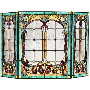 Chloe Victorian 3pcs 44x28 Lucian Tiffany-Style Folding Fireplace Screen