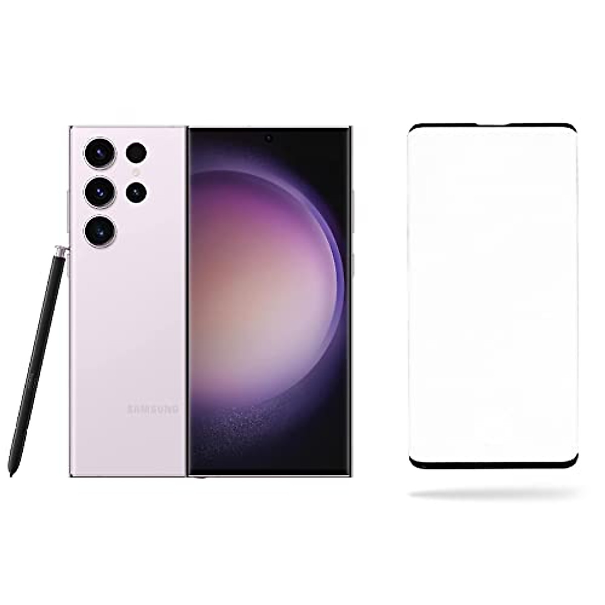 SETPOT Samsung Galaxy S23 Ultra 5G Smartphone Protective Bundle Tempered Glass HD Screen Protector| Factory Unlocked Android International Version Dual Sim, No Warranty (Lavender, 256GB)