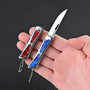 NBGDY Mini Knife Keychain, Small Pocket Folding Knife,EDC Package Opener  Box Cutter Knife. 2PCS(Red and Blue)(KPQ-1029)