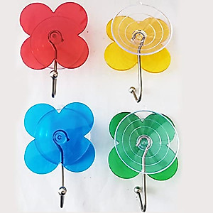 JZMYXA Suction Cup Hooks 2.36 Inches Flower-Shaped PVC Suction Cups Rust-Proof Metal Hook Heavy Duty Suction Cup Holds Up to 7 lbs, for Smooth Glass Smooth Tile Smooth Metal(8 Pack)