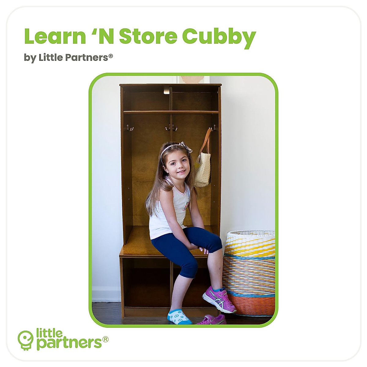 Little Partners Locker Cabinet Cubby Organizer, Learn 'N Store Wooden Classroom Cubbies Compartment Lockers for Storage of Toddlers and Kids Coats, Equipment, Backpacks (Espresso)