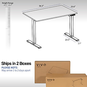 VIVO Electric Square Corner 55 x 24 inch Height Adjustable Memory Control Stand Up Desk, Black Solid Top, Black Frame, Standing Workstation, 1B-S Series, DESK-KIT-1B55S-B
