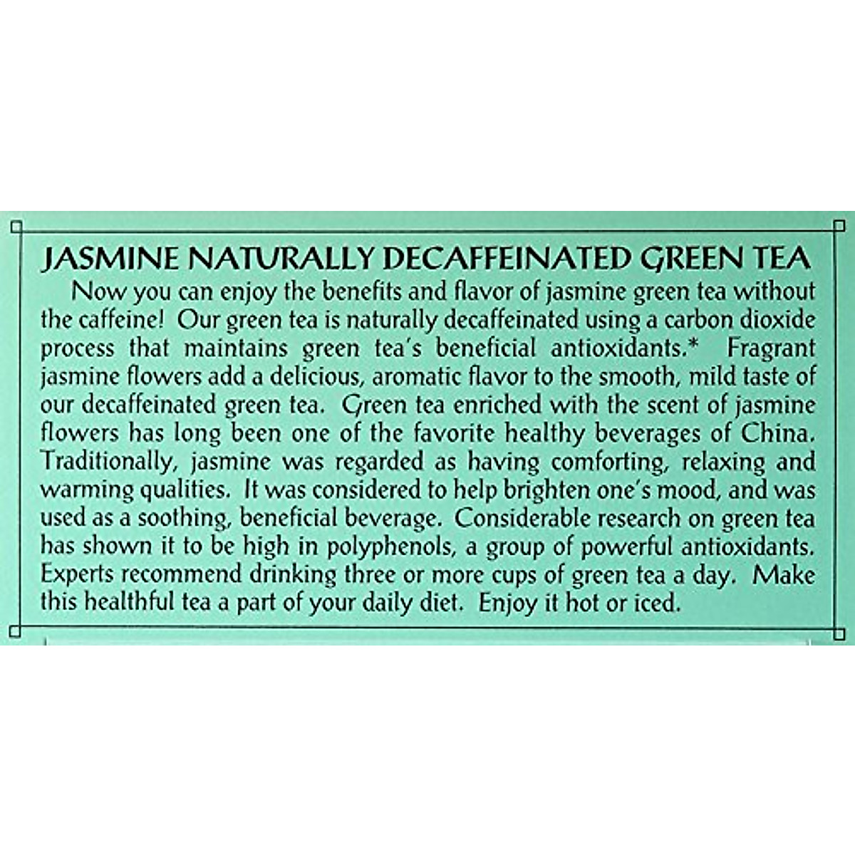 Triple Leaf Tea Jasmine Green Tea, Decaffeinated, 20 Count