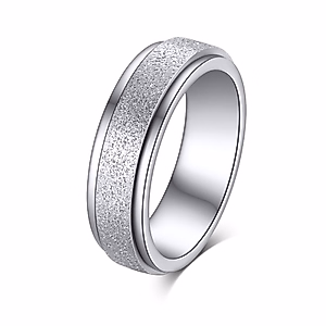 Tornito Stainless Steel Spinner Ring Engagement Wedding Band for Women Sand Blast Finish Step Edge Sleek 6MM