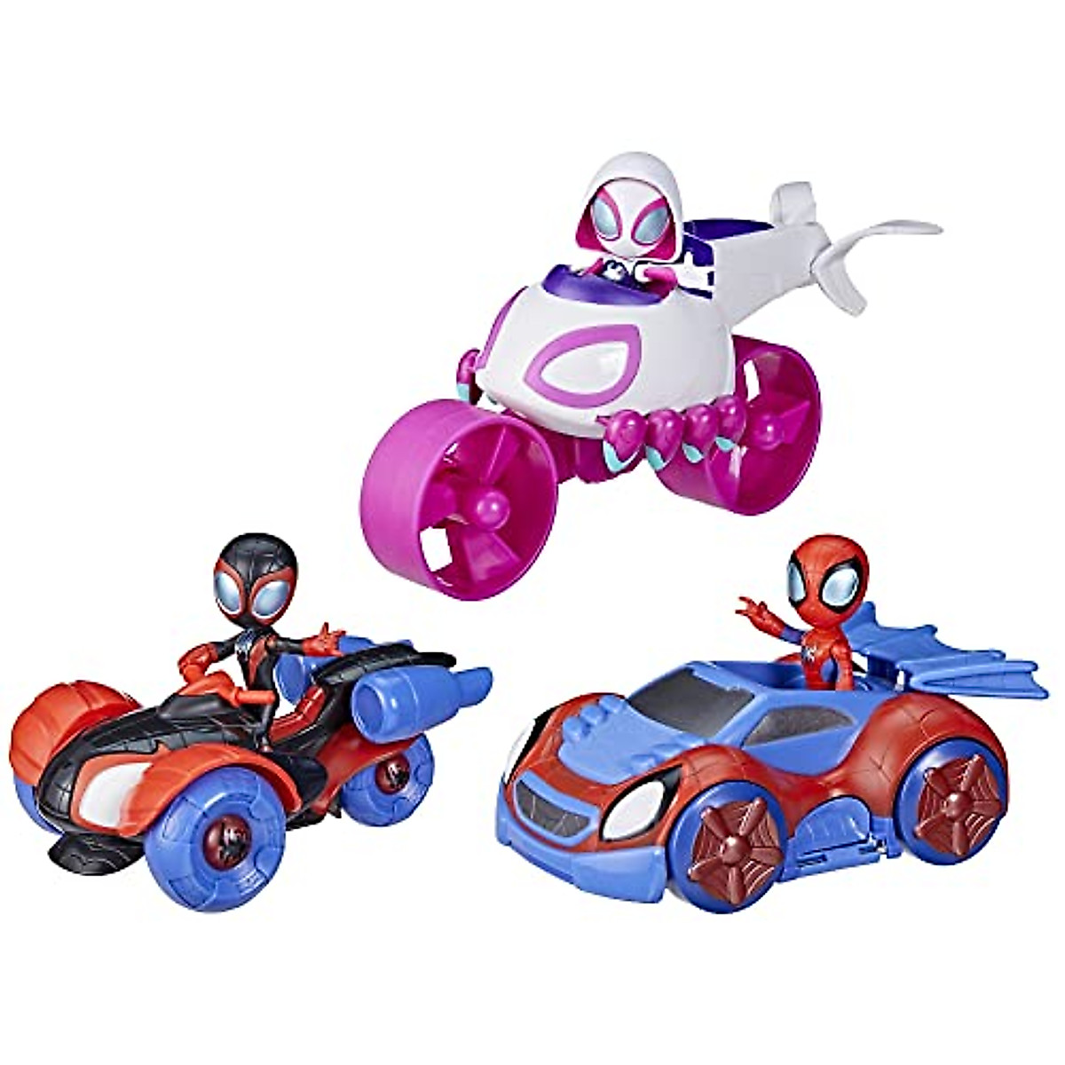 Spidey and His Amazing Friends Team Spidey Change ‘N Go Riders Playset, 3 Toy Cars and Action Figures, Marvel Super Hero Toys for 3 Year Old Boys and Girls and Up (Amazon Exclusive)