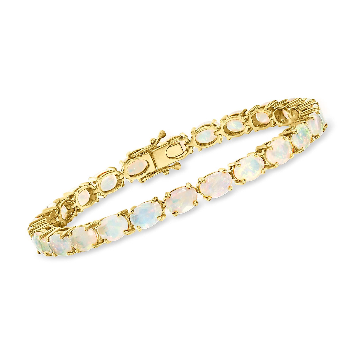Ross-Simons Ethiopian Opal Tennis Bracelet in 18kt Gold Over Sterling. 7 inches