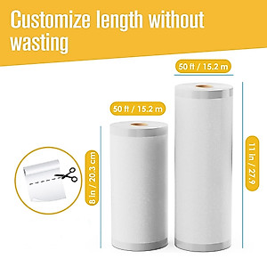 Houseables Vacuum Sealer Bags, Food Saver Rolls, Sous Vide Seal Bag, 8 & 11 Inch x 50 Ft Combo, 2 Pack, Large, Heavy Duty, Vaccum Sealed Roll, For Meal Storage, Vac Sealing Machine, Freezer, Reusable
