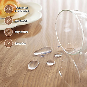 LovePads 2mm Thick Clear Round Table Cover Protector 48 Inch Clear Round Table Protector for Dining Room Table, Round Plastic Table Cover, Plastic Cover for Round Table, PVC Round Table Pads