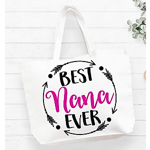 COCOVICI Nana Tote Bag | Grandma Gifts | Nana Gifts | Nana Christmas Gift | Christmas Gift from Grandkids (Best Nana Ever Pink/Black Font)