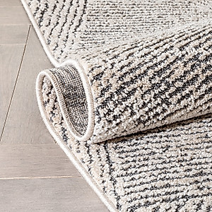 Well Woven Ezio Beige Tribal Geometric Distressed High-Lo Pile Area Rug 8x10 (7'10" x 10'6")