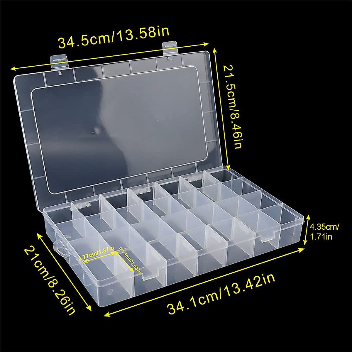 Organizer Box with Parkical Adjustable Dividers, 28 Grids Plastic Storage Container for Jewelry, Craft DIY, Bead Organizer, Sewing, Dip Powder, Hair Accessories (3 Pack 28 Compartment Organizer Box)