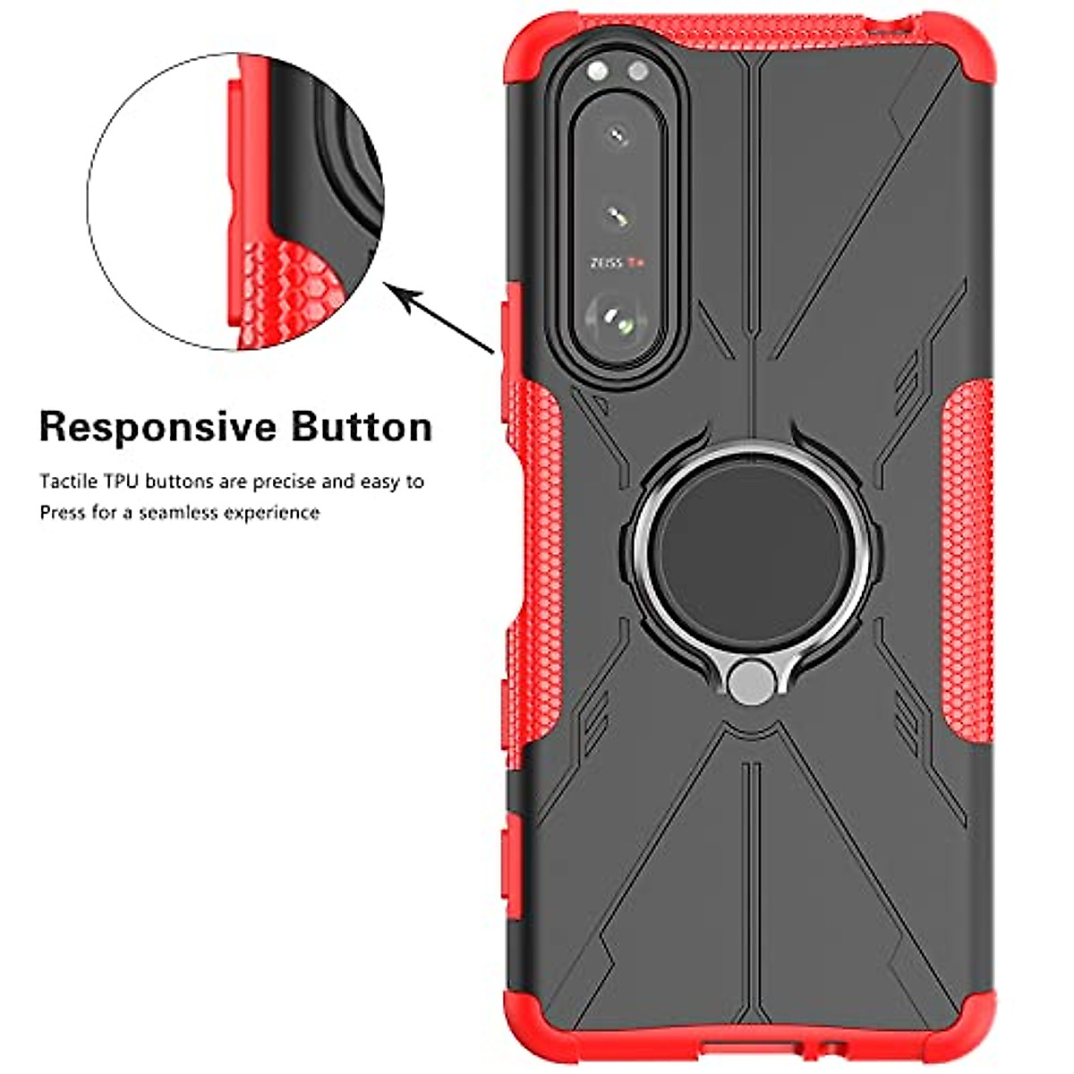 LiuShan Compatible with Sony Xperia 5 III case,360° Rotation Ring Holder KickstandMilitary Grade Shockproof Cover for Sony Xperia 5 III Smartphone（Not Applicable Sony Xperia 1,Red