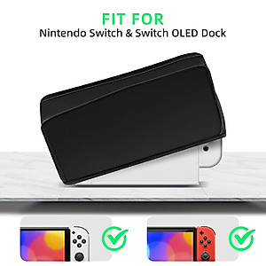Mcbazel Switch/Switch OLED Dust Cover, Anti Scratch Protective Case Waterproof Cover Sleeve for Switch/Switch OLED Charging Dock - Black