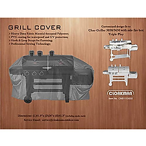 Cloakman Grill Cover 8080 fits Char-Griller Triple Play 93560 and Duo 5050 Double Play 5650 with Side Fire Box