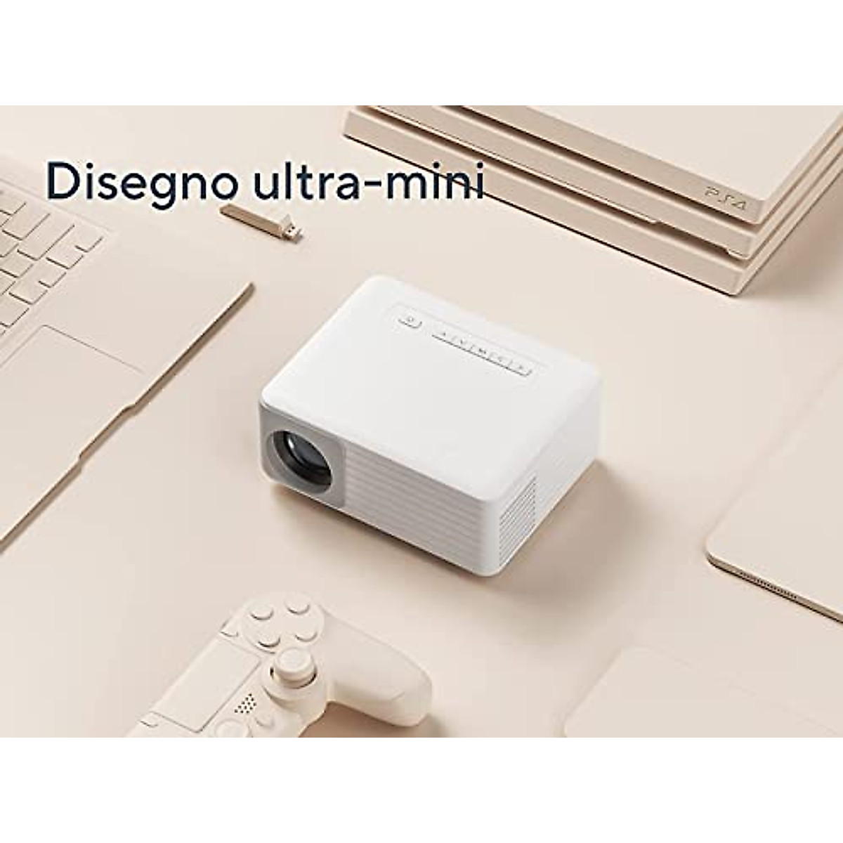 Mini WiFi Projector, AKIYO 2023 Upgraded Bluetooth Portable Projector 5500 Lumens 1080P Supported, 55000 Hours LED Video Projector Compatible with iOS Android HDMI USB TV Stick PC (Tripod Included)