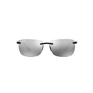 Ray-Ban Men's RB4255 Chromance Square Sunglasses, Black/Polarized Grey Mirrored Silver, 60 mm