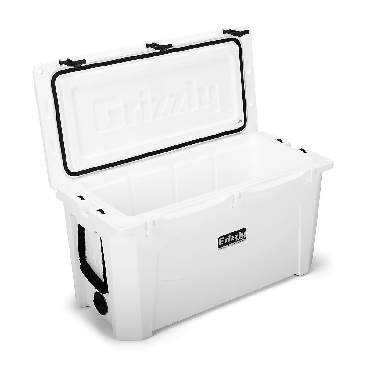 Grizzly 100 Cooler | 100 qt Ice Chest Durable Rotomolded Insulated | Made in USA | Warranty for Life | For Beach Boat Camping Fishing Hunting | G100 | White