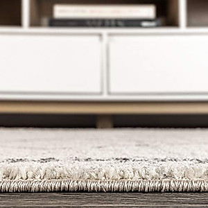 JONATHAN Y MOH203B-8 Zaina Moroccan Beni Souk Indoor Farmhouse Area-Rug Bohemian Minimalistic Geometric Easy-Cleaning Bedroom Kitchen Living Room Non Shedding, 8 X 10, Cream,Gray