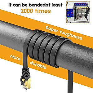 Ercielook CAT8 Ethernet Cable 100 ft High Speed, Shielded Flat Internet Cable with Clips, Weatherproof S/FTP UV Resistant for Router/Gaming/Modem - Black 30 M