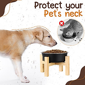 SiliFine 2 Sets Stainless Steel Dog Bowls Set with Stand Elevated Raised Dog Food Water Dish Adjustable Dog Bowl Holder Heavy Duty for Small and Medium Dogs Cats Pet, Black