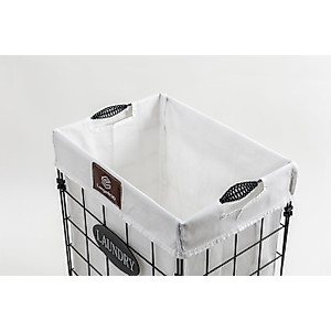 LargeROO Wire laundry Basket with Wheels & Removable Liner Bag for Bedroom, Small 72L Laundry Hampers Black Rolling Baskets Dirty Clothes Hamper on Wheels