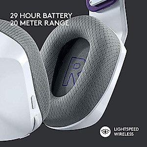 Logitech G733 Lightspeed Wireless Gaming Headset with Suspension Headband, LIGHTSYNC RGB, Blue VO!CE mic Technology and PRO-G Audio Drivers - White (Renewed)