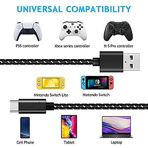 LEDLightsWorld 9.2ft USB Type-C Charging Cable, 5V 2A for PS5 Controller, Xbox Series X/S, Galaxy S9/S9 Plus/S8/S8 Plus, etc