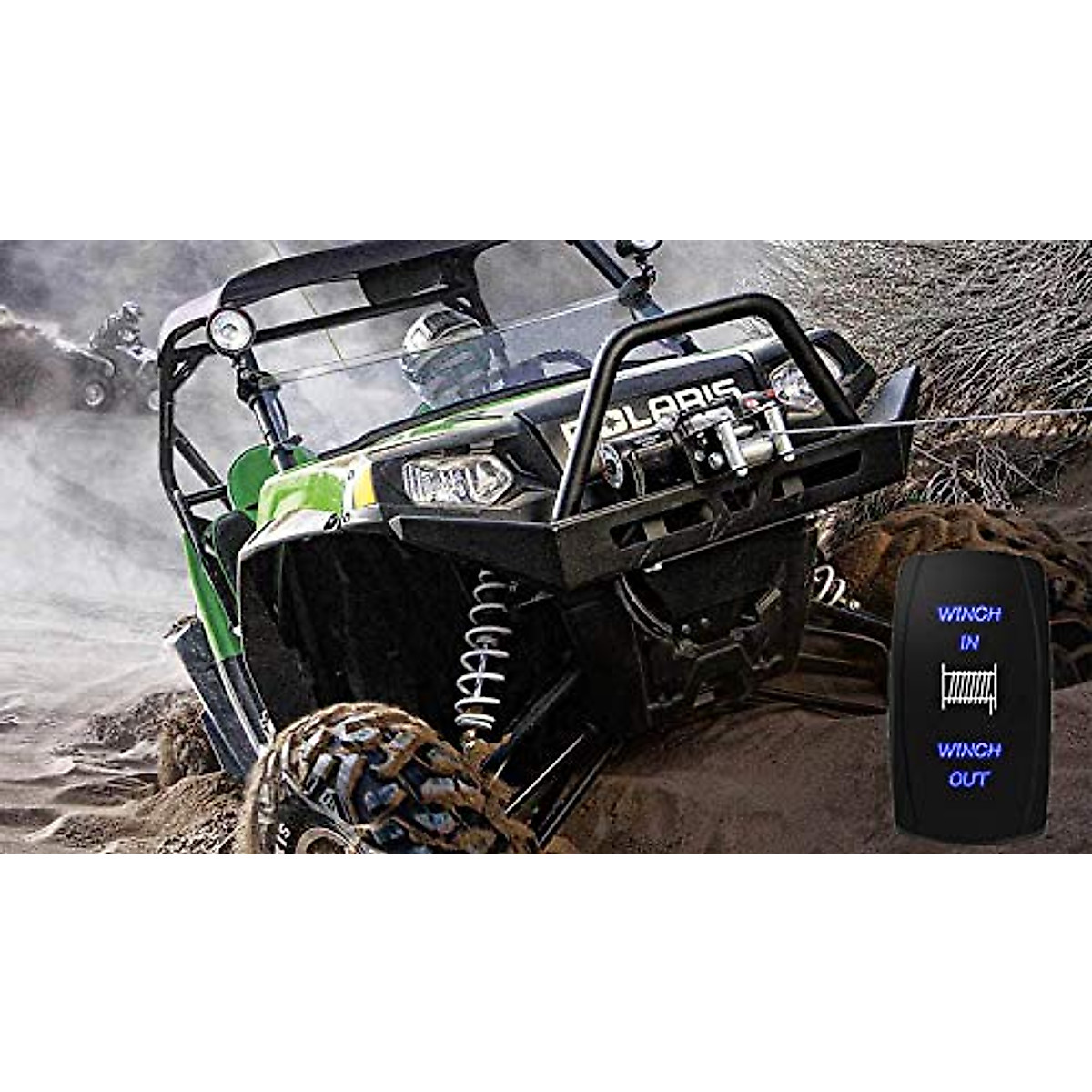 Xislet 7-Pin Winch Rocker Switch Replacement for Polaris UTV ATV RZR 800 900 XP 1000 Turbo Ranger General 1000 Momentary Winch in/Out with Jumper Wires and Instruction (12/24V DPDT Blue)