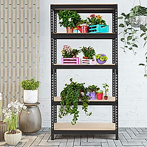 Tangkula 5-Tier Steel Storage Shelves, 73” Heavy Duty Garage Shelf with Adjustable Shelves, Boltless Shelving Unit for Free Combination, Metal Muscle Rack for Home Office Garage (4, Black)