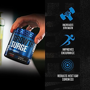 Jacked Factory Growth Surge Creatine Post Workout w/L-Carnitine - Daily Muscle Builder & Recovery Supplement with Creatine Monohydrate, Betaine, L-Carnitine L-Tartrate - 30 Servings, Sour Peach Rings