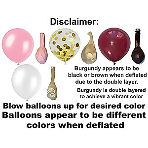 famzigo Burgundy balloon garland kit - 16.5 FT, rose gold, pink, metallic, white, clear with gold confetti, party decorations, wedding decoration, baby shower decor,100 glue dot pcs balloon arch