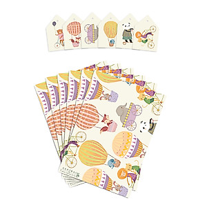 CENTRAL 23 Baby Animal Wrapping Paper - 6 Colorful Gift Wrap Sheets - Baby Girl Wrapping Paper Baby Shower - Comes With Fun Stickers - Recyclable