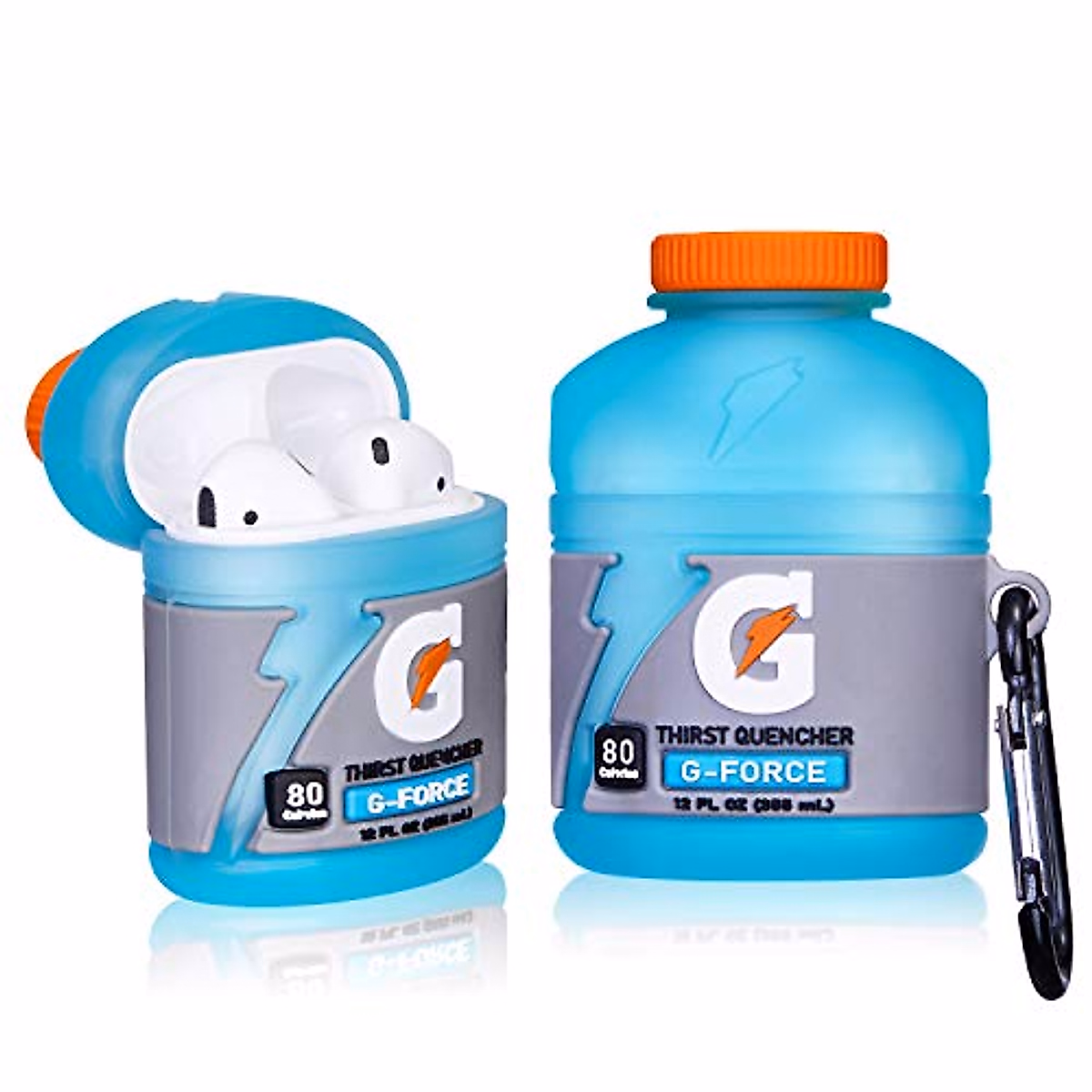 Shineyii for Airpod 2/1 Case Soft Silicone Cute Cartoon Kawaii Funny Cover Fashion Protective Skin Accessories Keychain Boys Kids Teens Cases Compatible with Airpods 2&1, Blue Bottle