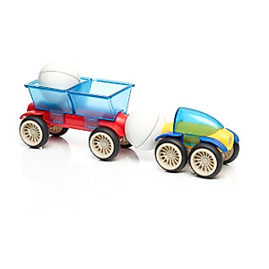 SmartMax Stunt Cars (Basic Stunt) STEM Magnetic Discovery Building Set with Moving Vehicles Featuring Safe, Extra-Strong, Oversized Building Pieces for Ages 3+