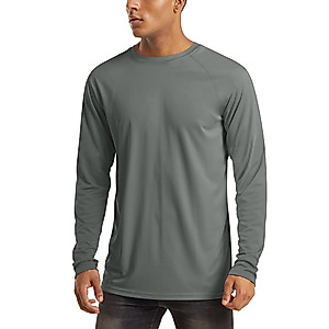 Fishing Shirts for Men Long Sleeve UV Shirts Sun Shirts Running Shirts Workout Shirts Rashguard Hiking Shirts Swim Shirts UPF 50 Shirts Dark Grey