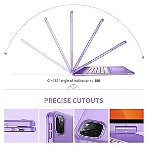 D DINGRICH Keyboard Case for iPad Pro 12.9 (6th/5th/4th/3rd Gen), Multi-Touch Trackpad, 360° Rotatable, Wireless Keyboard Cover, Rainbow Backlit with Apple Pencil Charging, Purple