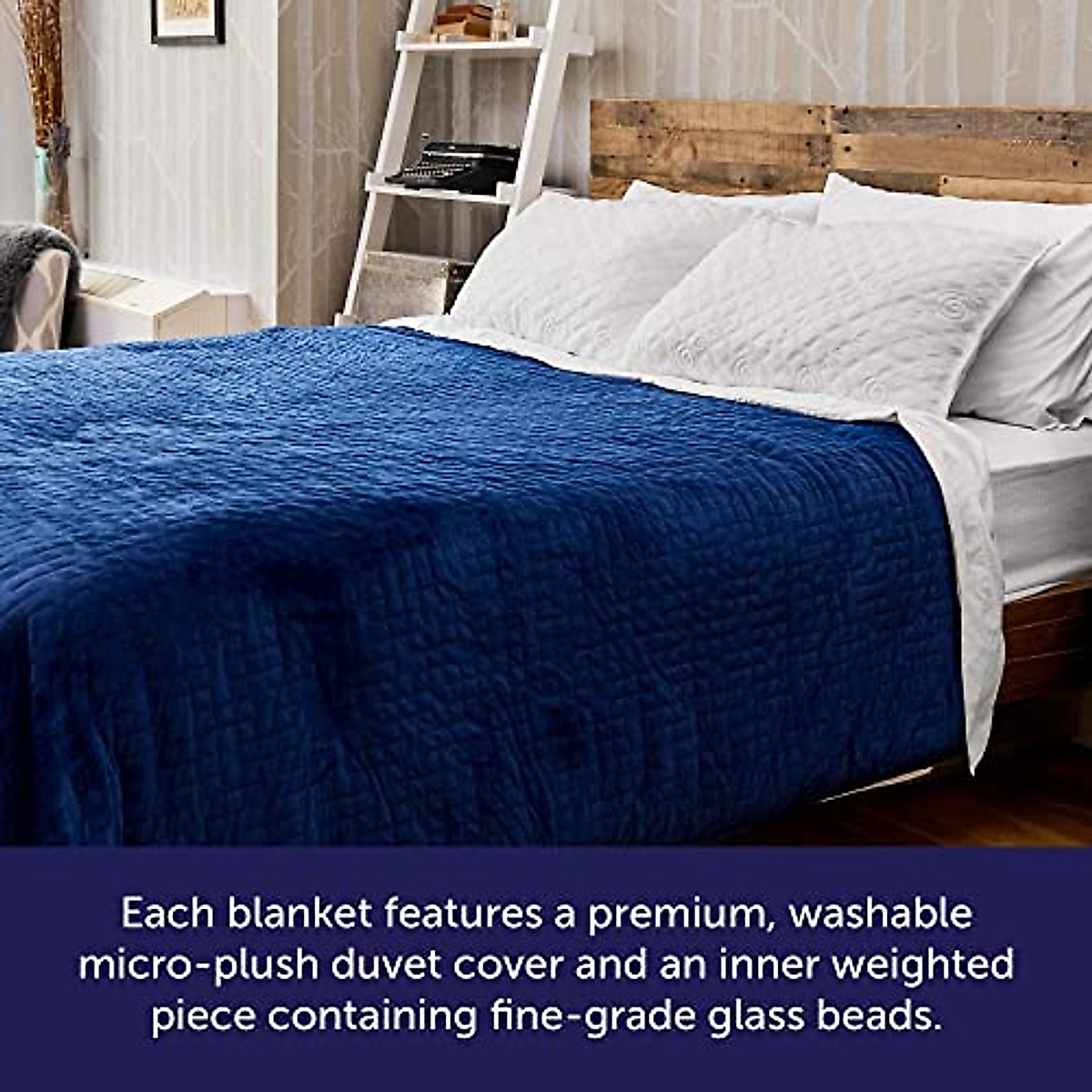 Gravity Blanket The Original Weighted Blanket for Adults, 35 lbs Navy 90"x90" with Washable Removable Microfiber Duvet Cover & Weighted Sleep Mask, Grey, 1 Pound, Better Rest & Sleep