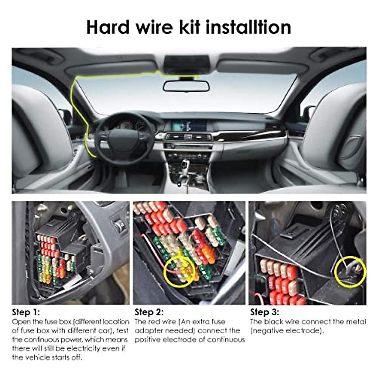 ATYFUER Dash Cam Hardwire Kit GPS Charger Cable GPS Navigator Charger Cable Mini USB Hard Wire Kit Dash Cam Power Cable for 12V Car and 24V Truck（11.5ft）