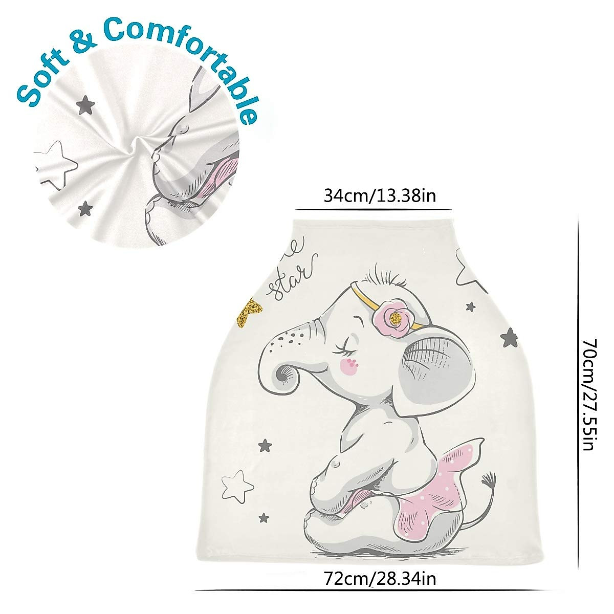 MNSRUU Car Seat Covers for Babies Infant Nursing Breastfeeding Canopy Cute Elephant Ballerina Stretchy Breathable Full Coverage for Boys Girls Shower Gifts
